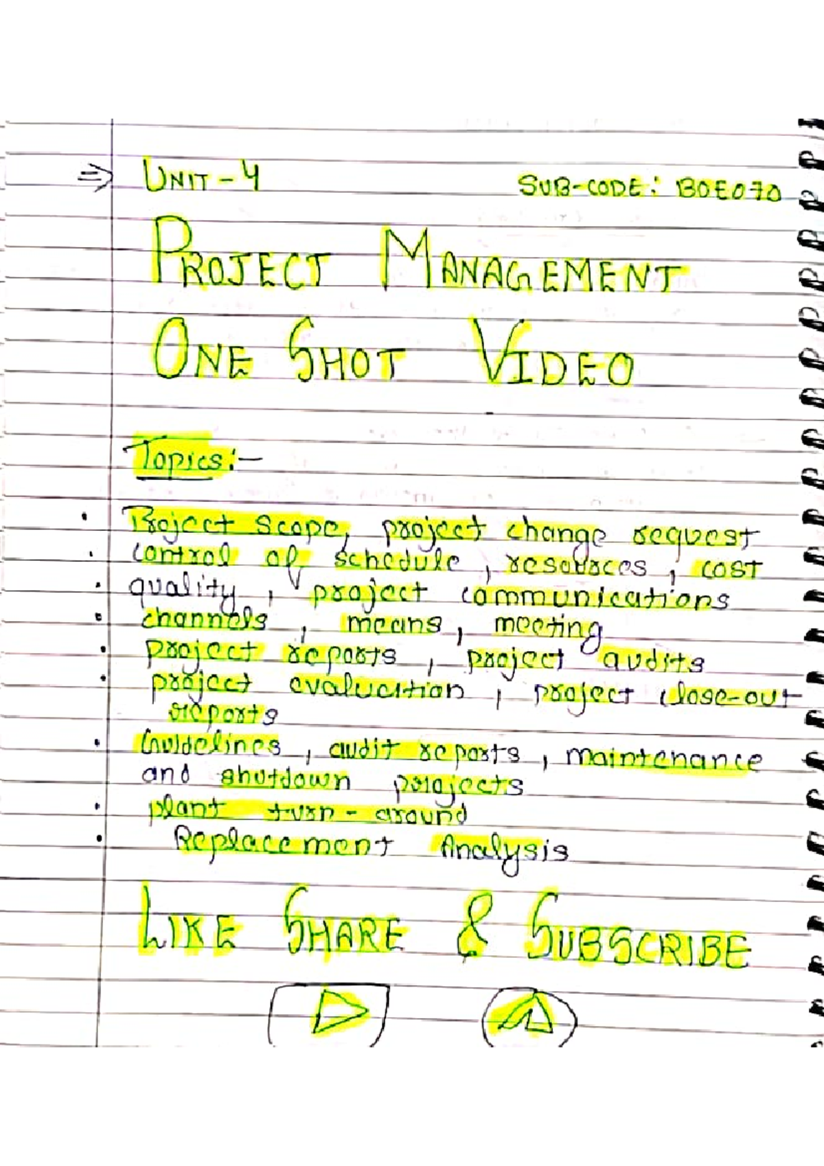 4 BOE070 PROJECT MANAGEMENT UNIT 04 - Comprehensive Notes - Studocu