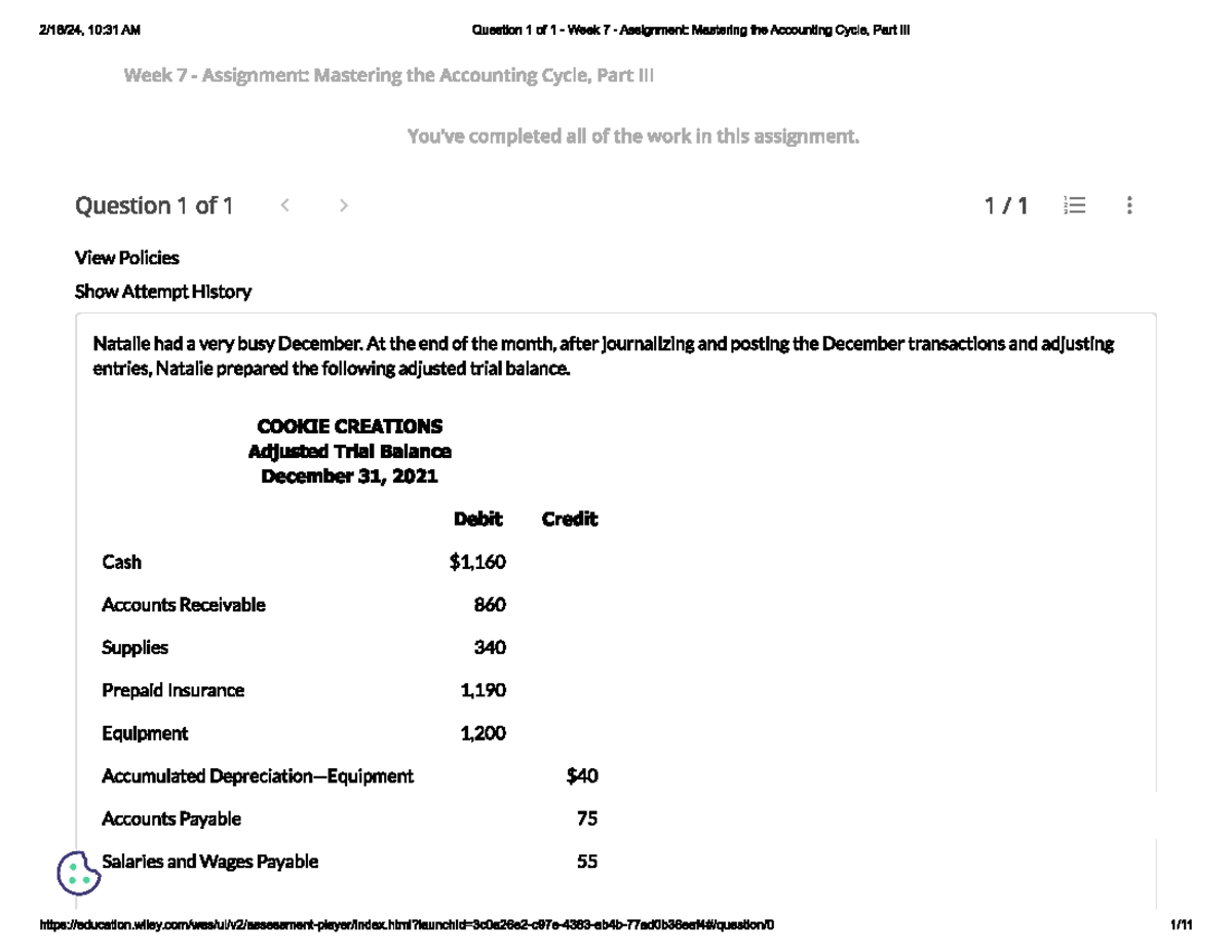 Week 7 Assignment: Mastering the Accounting Cycle - Part 3 - Studocu