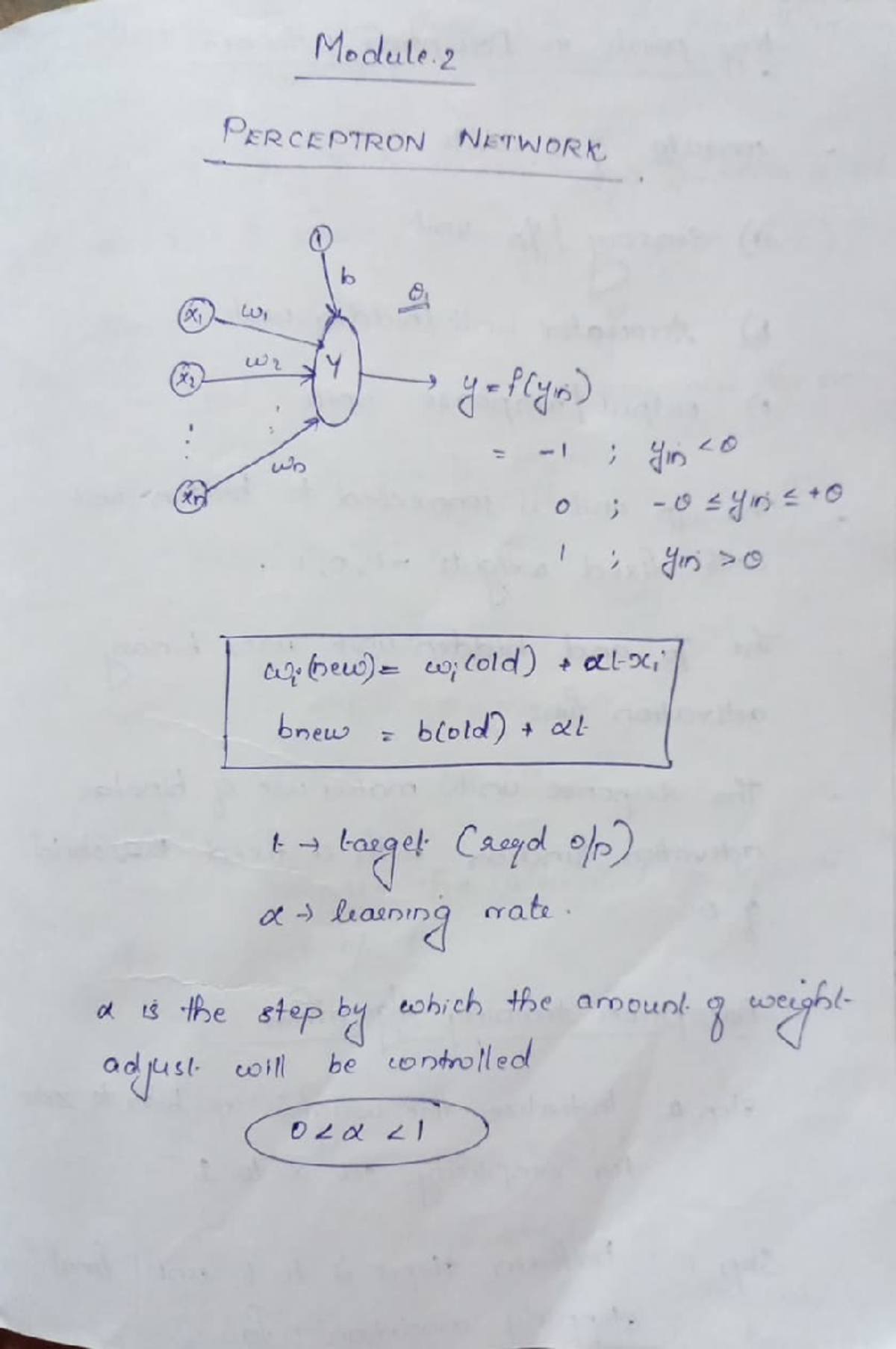 SCT 2 - Perceptron Network Overview and Training Algorithm - Studocu
