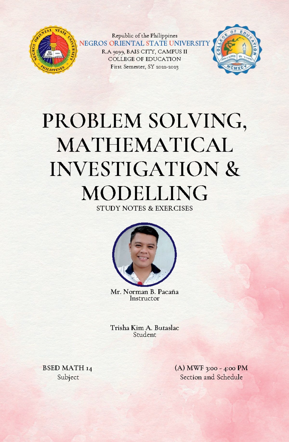 BSED MATH 14 Final Study Notes on Problem Solving Strategies - Studocu