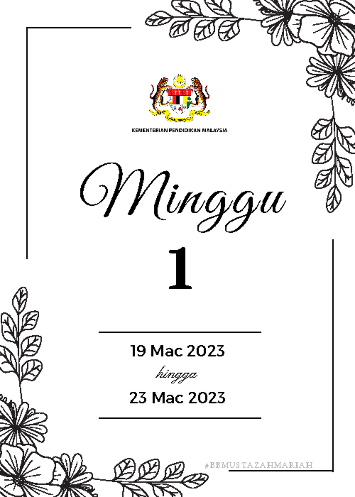 Divider Mingguan Versi Jimat Ink (Kump A) - 1 19 Mac 2023 hingga 23 Mac 2023 2 26 Mac 2023 ...