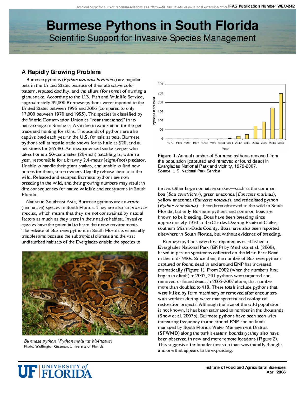 Burmese Pythons: Invasive Threats in South Florida (UW286) - Studocu