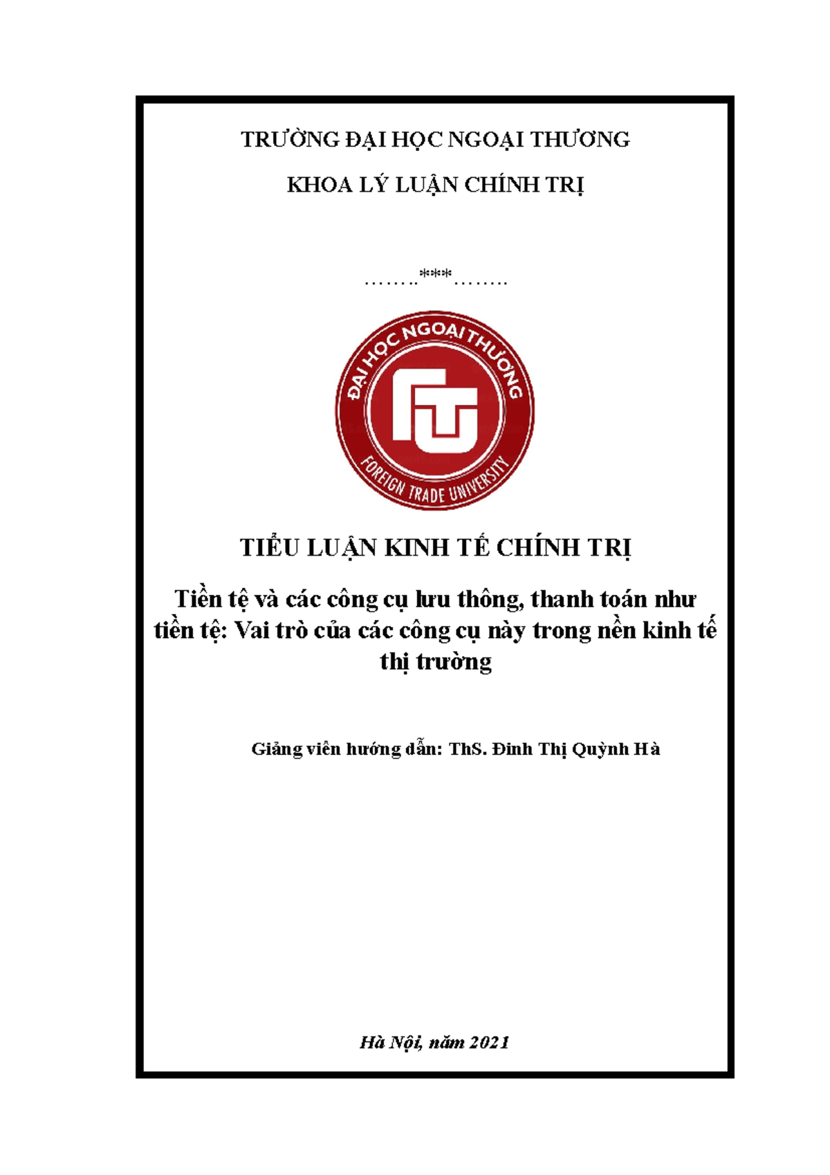 Mau bia tieu luan ftu vieclamvui 1 - TRƯỜNG ĐẠI HỌC NGOẠI THƯƠNG KHOA ...