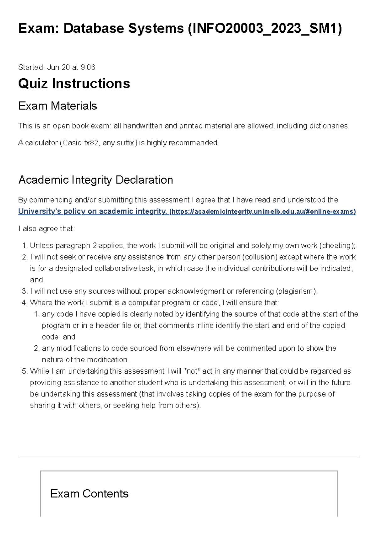INFO 20003 2023S1 Final Exam - Database Systems Open Book Instructions ...