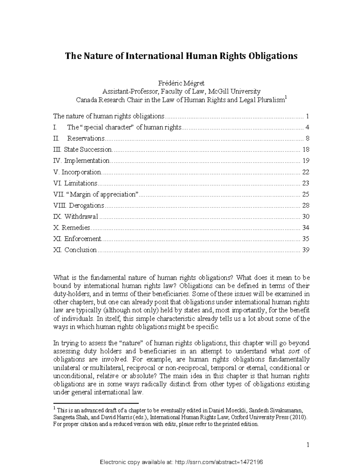 International Human Rights Obligations Overview (Course Code: 2 4 05 ...