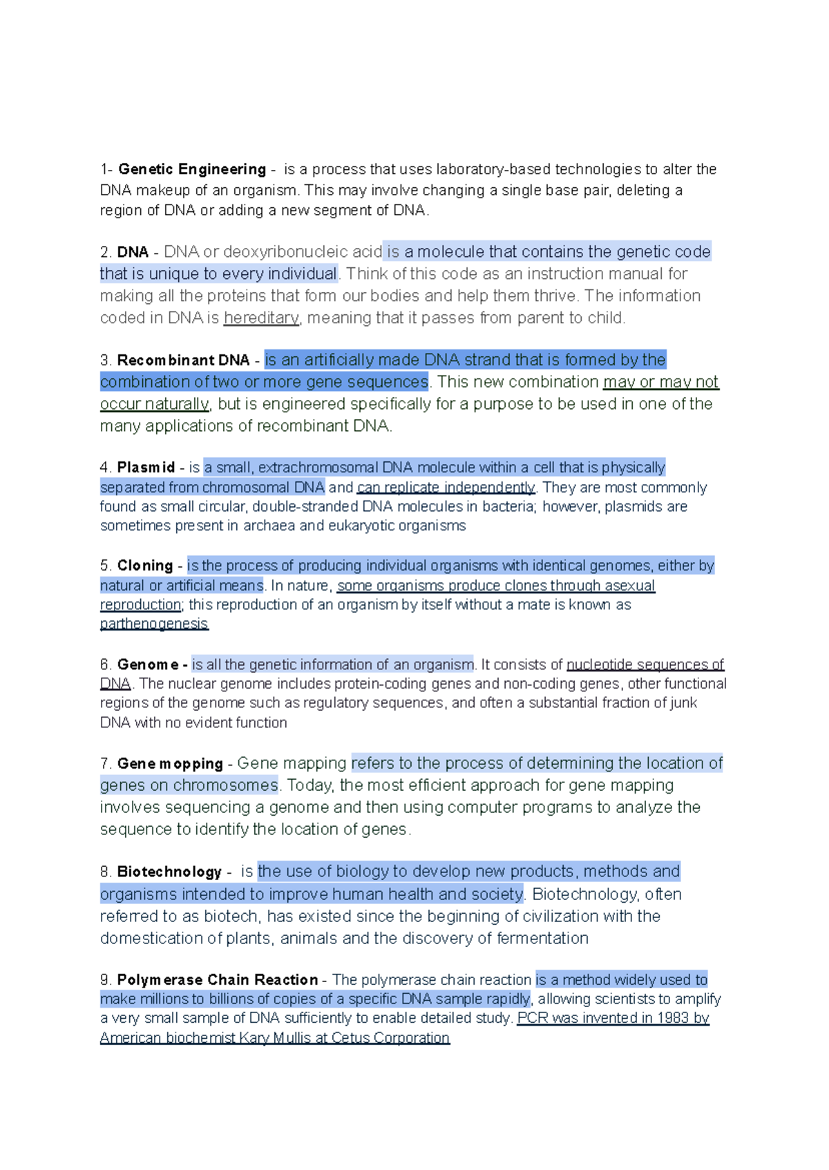 Gen Bio Notes: Key Concepts in Genetic Engineering and DNA - Studocu