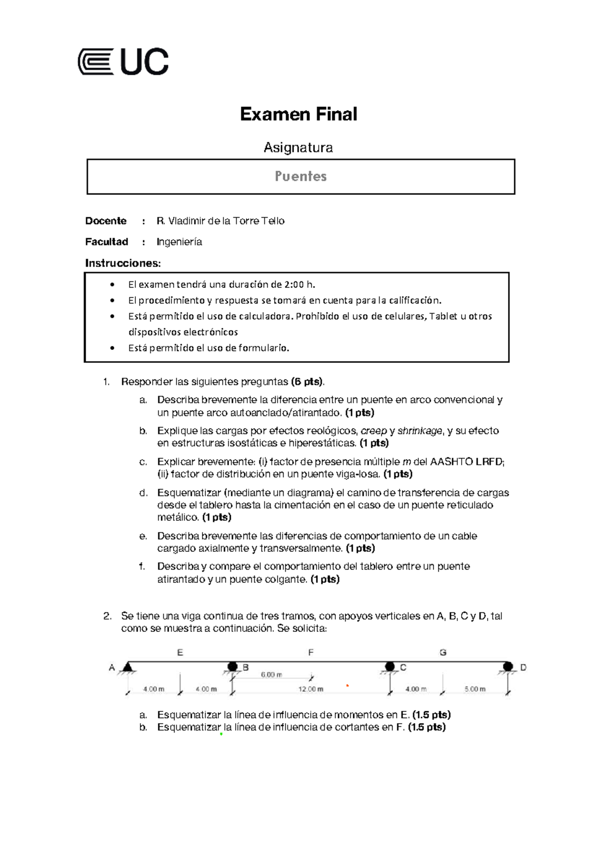 202510 Puentes Final Exam - Ejercicios y Preguntas Clave - Studocu
