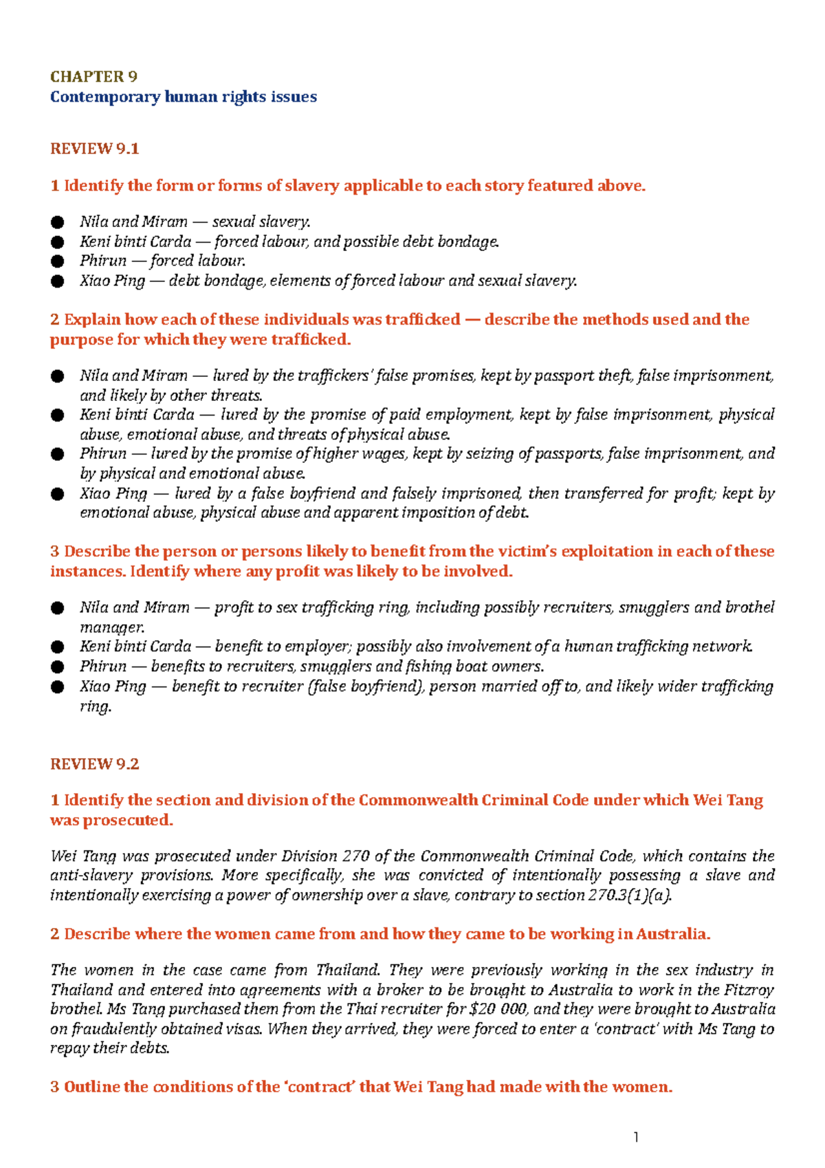 Chapter 9 - Contemporary Human Rights Issues - Responses (Neilab Osman ...
