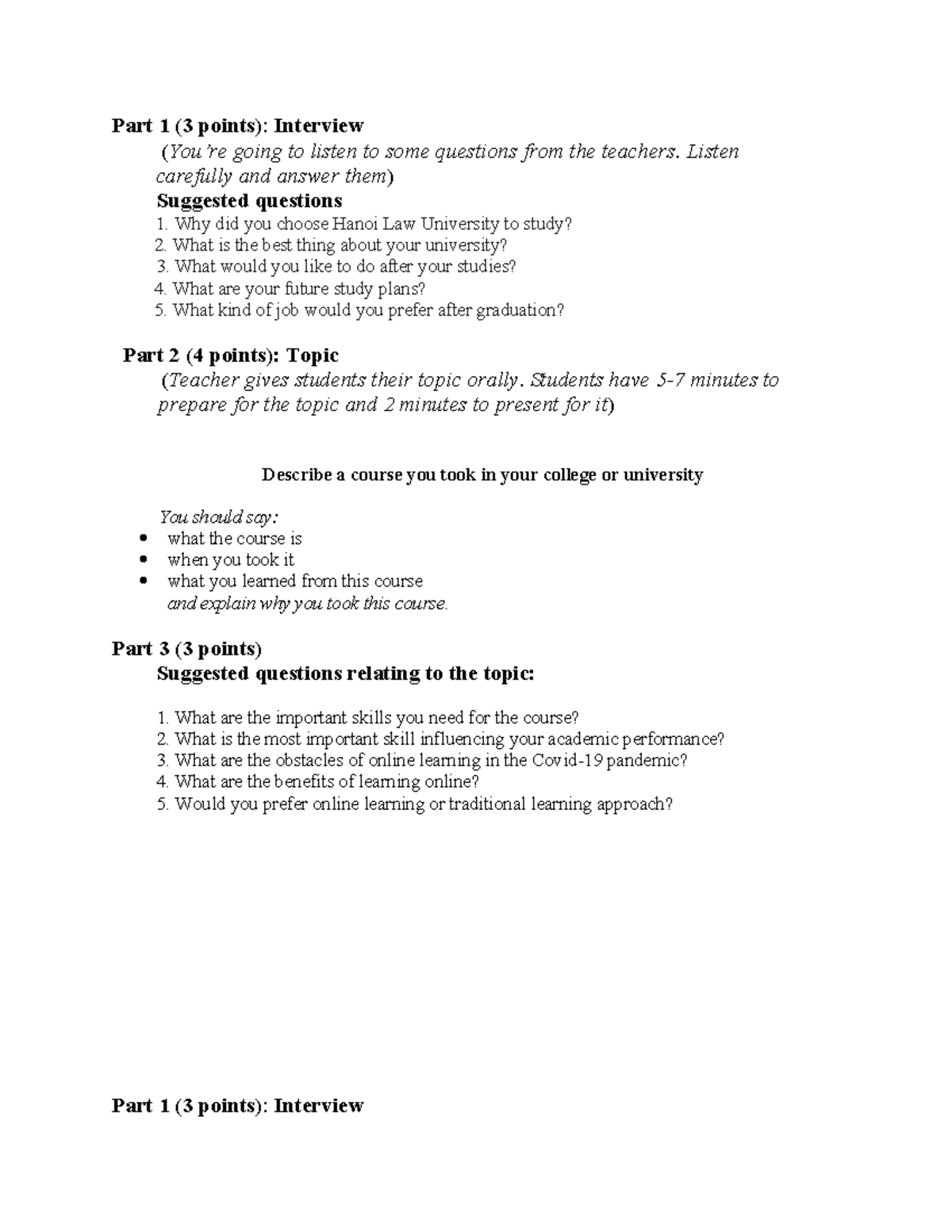 Practice Tests - IELTS Speaking Preparation Guide - Studocu