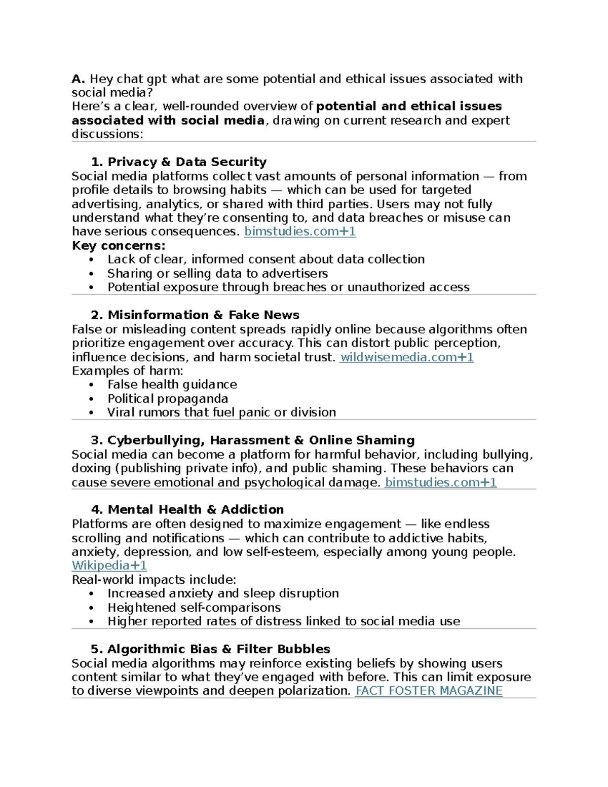 D773 Task 2 - Ethical Issues in Social Media and Anonymity - Studocu