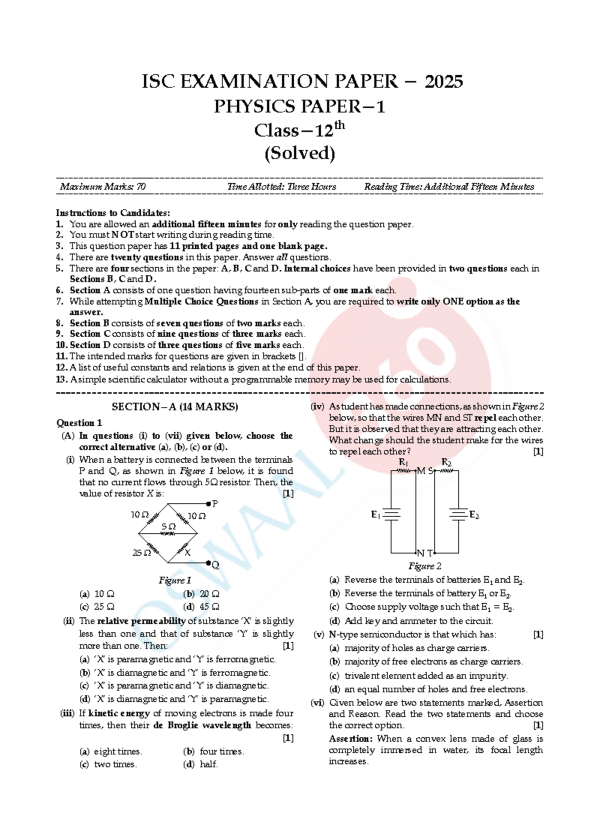 ISC 2025 PHYSICS Solved Examination Paper with Solutions - Studocu