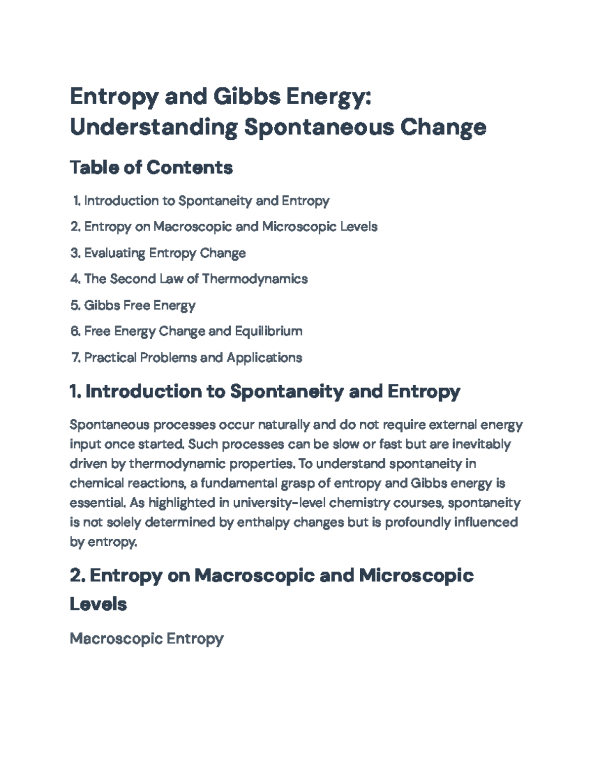 Thermodynamics 101: Entropy & Gibbs Energy in Spontaneous Processes ...