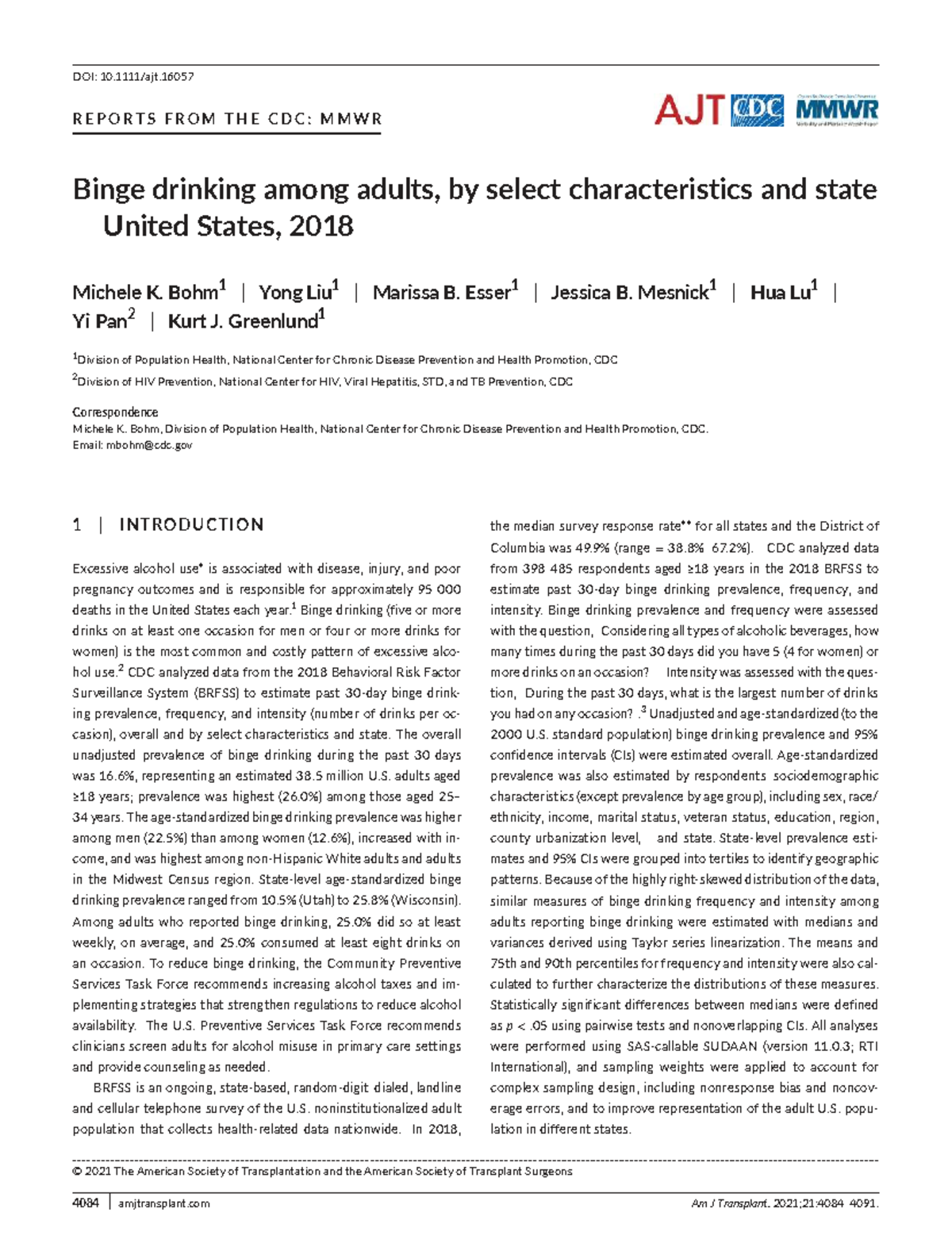 Binge drinking among adults, by select characteristics and state - 4084 ...