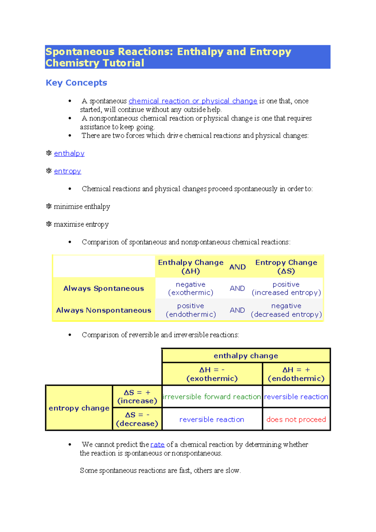 Entropy and enthalpy - Spontaneous Reactions: Enthalpy and Entropy ...