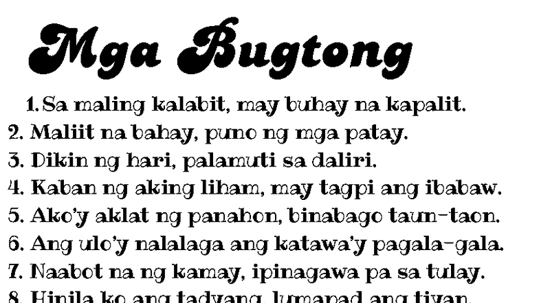 Hindi hari, hindi pari ang damit ay sari-sari - Mga Bugtong 1. Sa ...