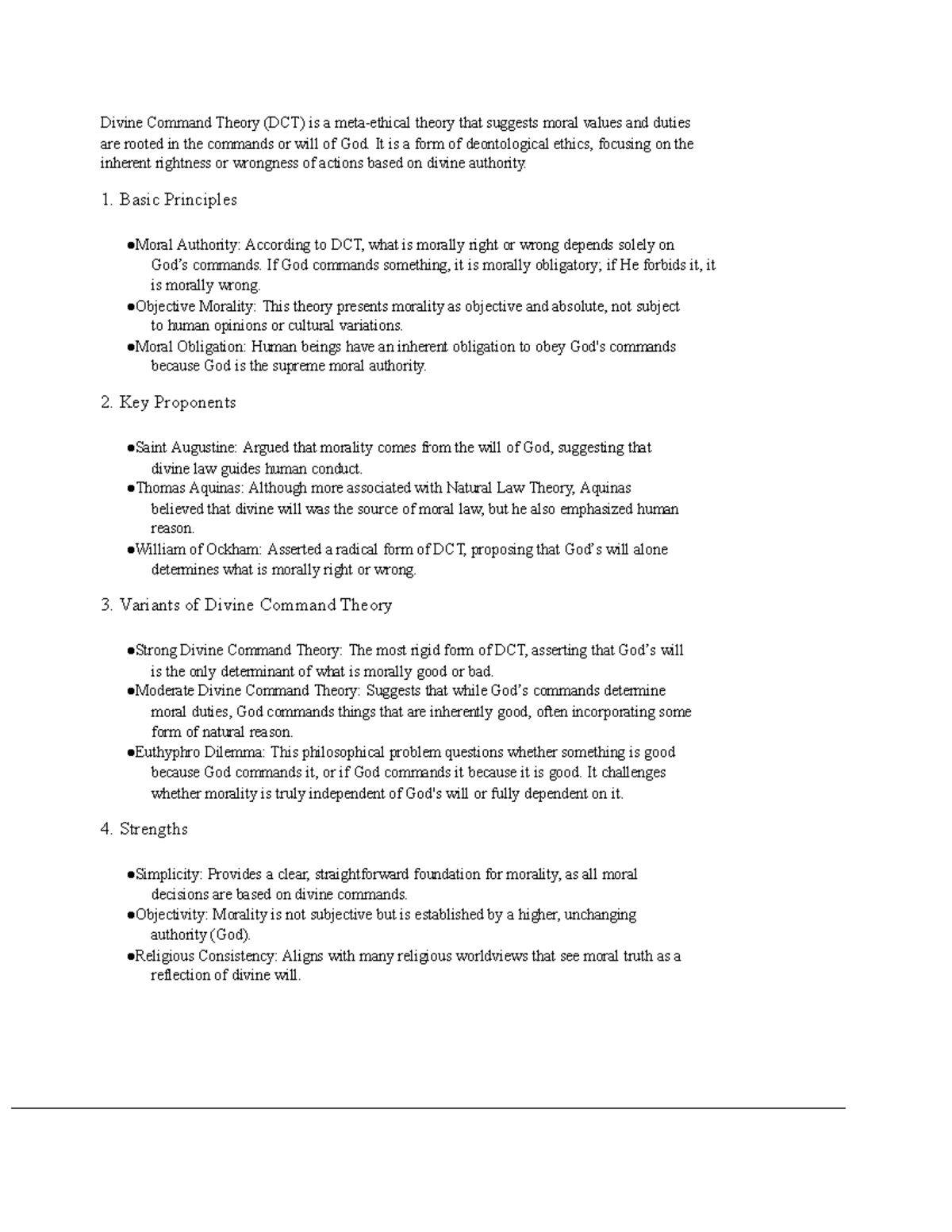 Divine Command Theory: Principles, Proponents, and Critiques - Studocu
