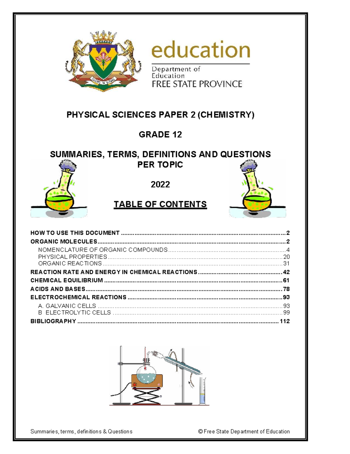 2022 PHYSICAL SCIENCES P2 (CHEMISTRY) GRADE 12 SUMMARY & QUESTIONS ...