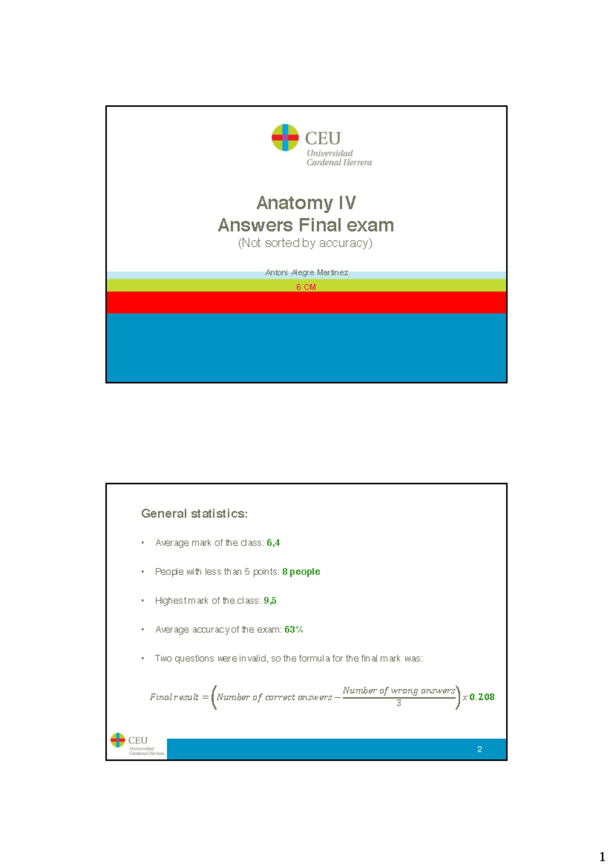 Anatomy IV Final Exam Answers - Detailed Overview and Statistics - Studocu