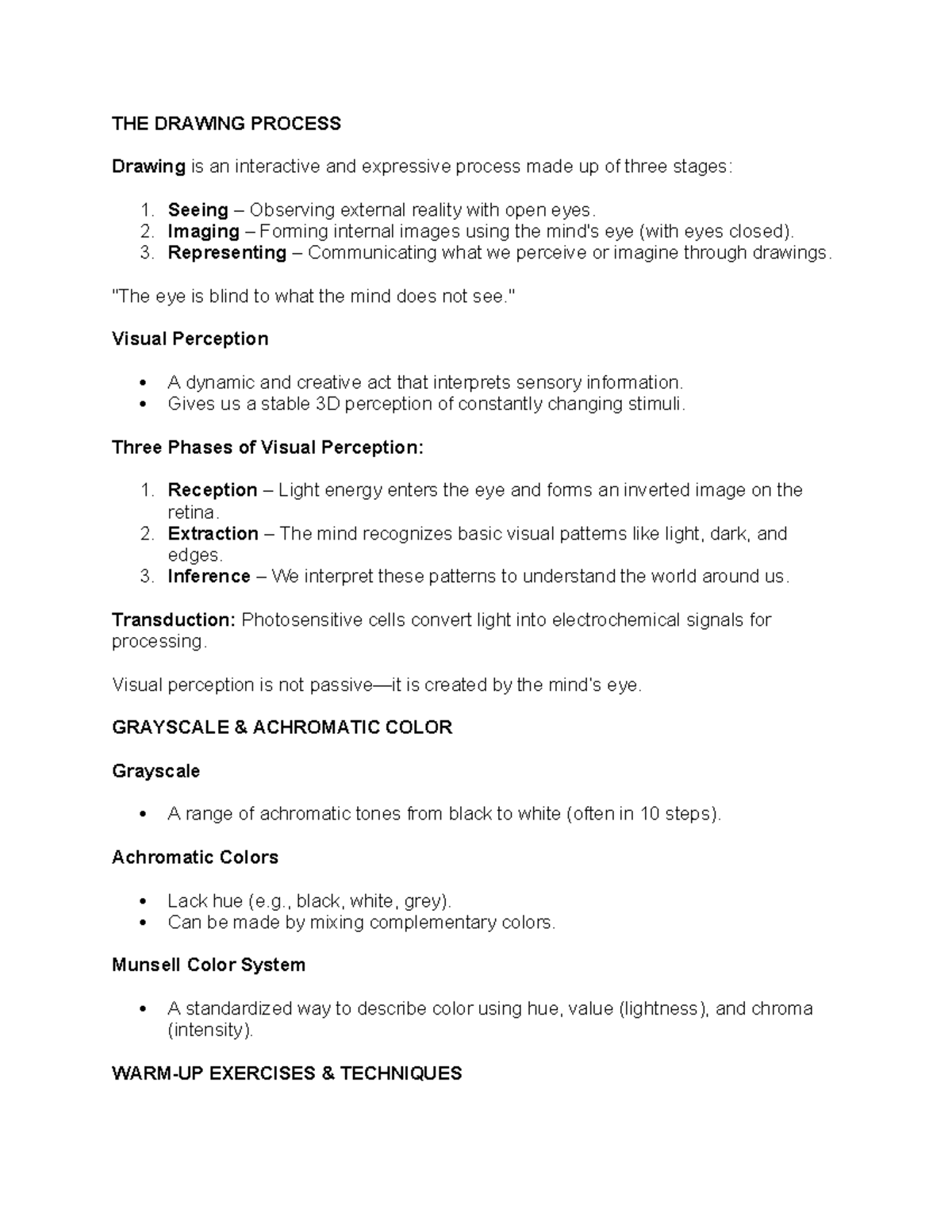 Drawing 1 - The Drawing Process: Stages, Techniques, and Perception ...