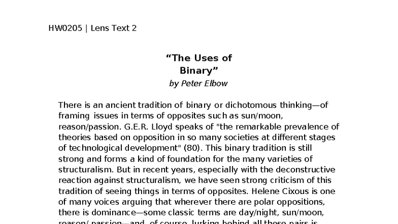 AY2526S1 LT2 — Exploring Binary Thinking: A Critical Analysis - Studocu