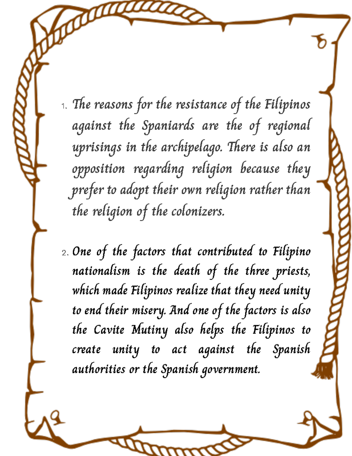 Activity 1 module 3 rizal - 1. The reasons for the resistance of the Filipinos against the ...