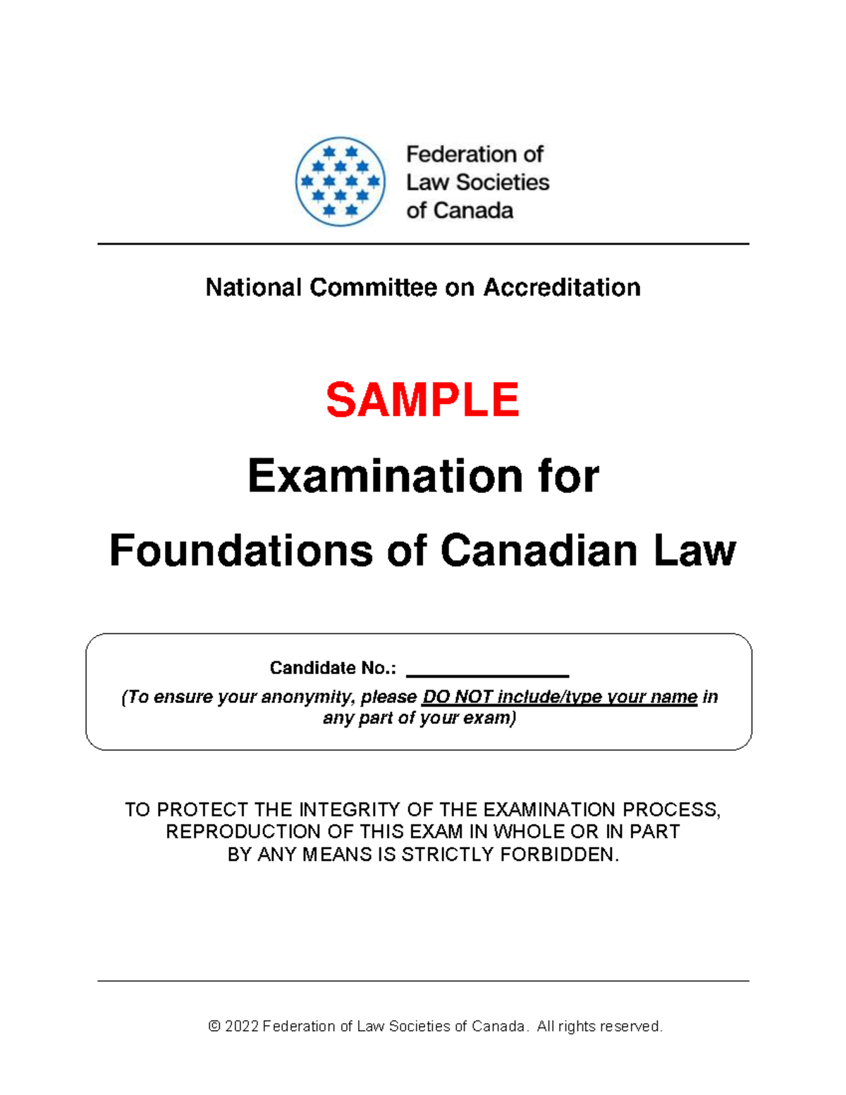 Foundations of Canadian Law NCA Sample Exam Questions and Guidelines ...