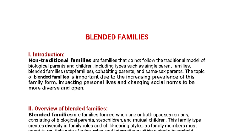 BLENDED FAMILIES: Sociological Perspectives & Case Study Analysis - Studocu
