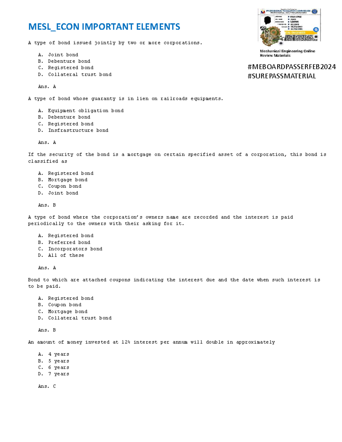 MESL_ECON Important Elements: Key Concepts and Definitions - Studocu