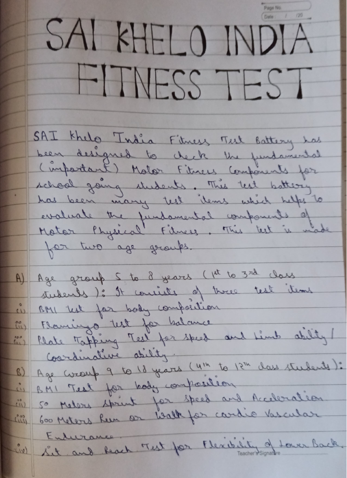 PE - Practical 1: SAI KHELO INDIA Assessment Overview - Studocu