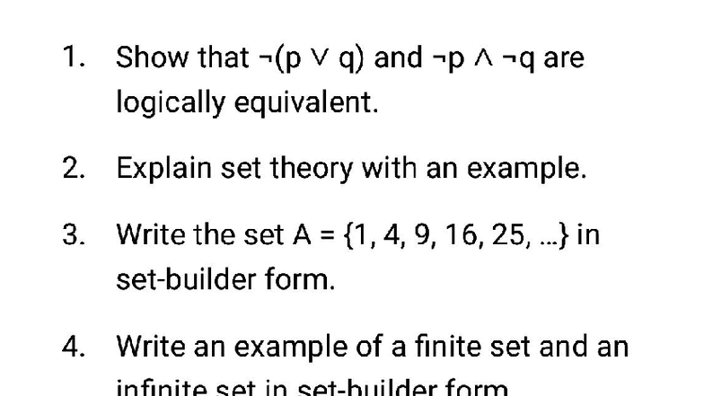 DSTL 101 Question Bank - Set Theory & Logic Concepts - Studocu