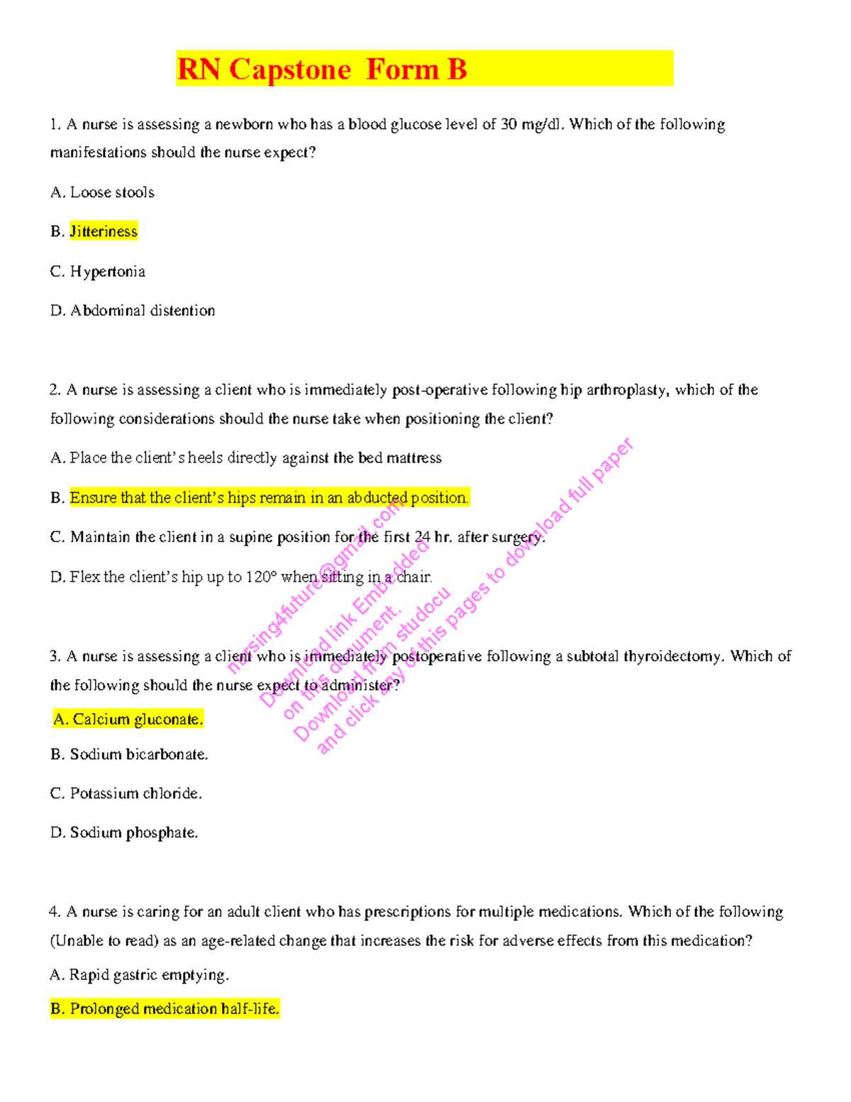 RN ATI Capstone Form B 2025: Key Nursing Assessments & Interventions ...