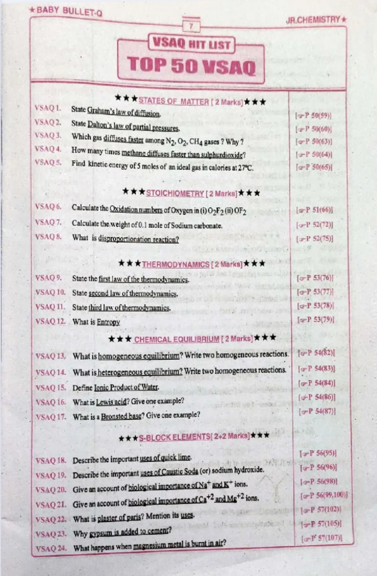 Chemistry VSAQ's: Key Concepts and Important Questions - Studocu