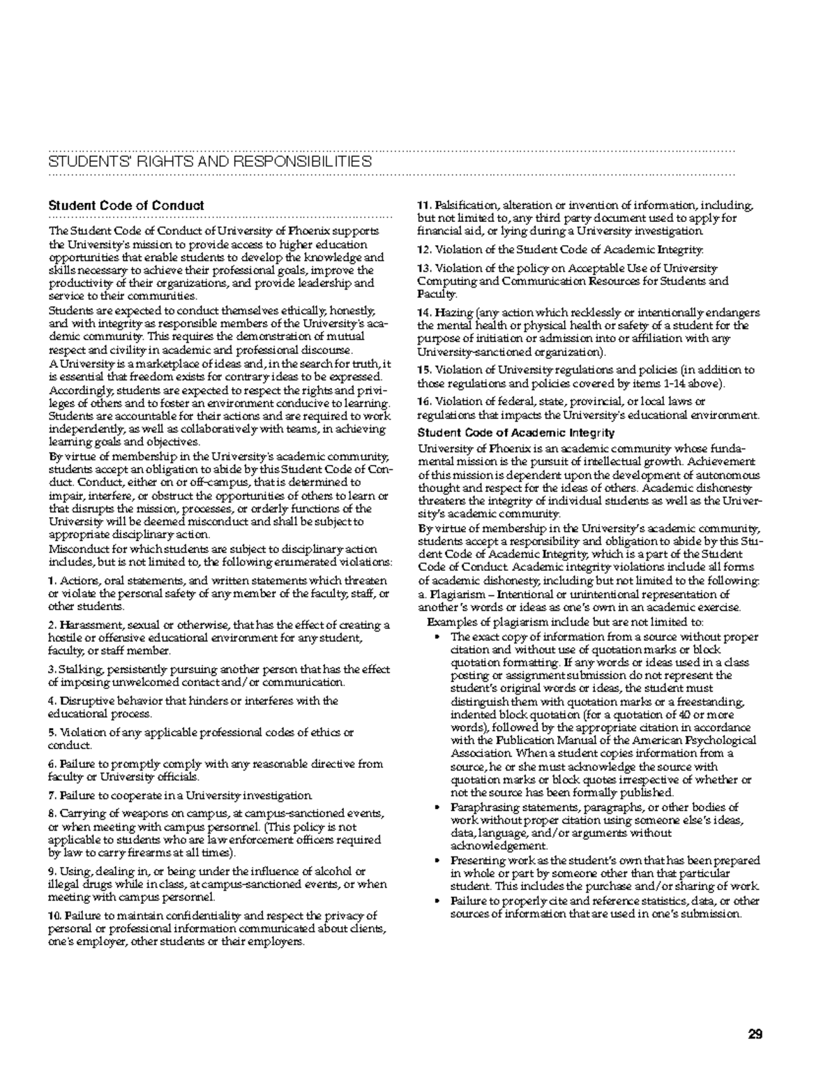 University of Phoenix Student Code of Conduct Overview - Studocu