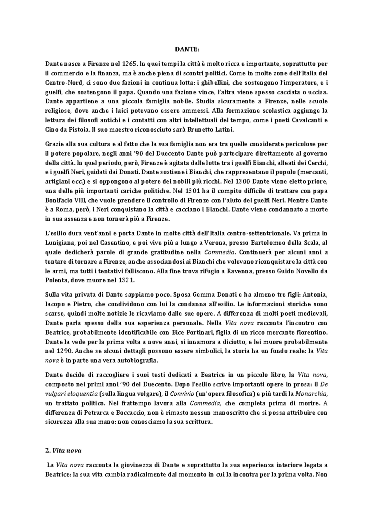Riassunti di Letteratura Italiana: Dante, Petrarca e Boccaccio - Studocu
