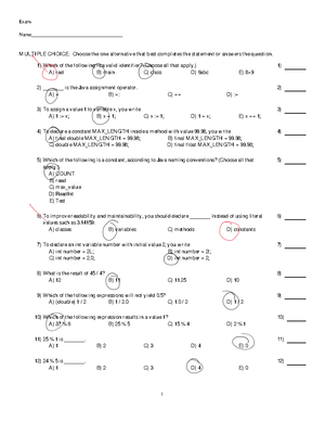 Unit 6 AP Computer Science Practice Exam - This practice test was ...