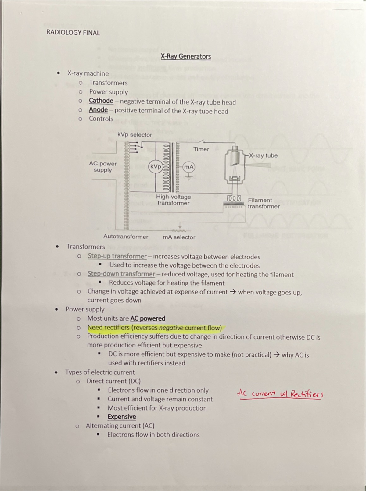 X-RAY - Study guide for Dental Radiology - RADIOLOGY FINAL Generators ...