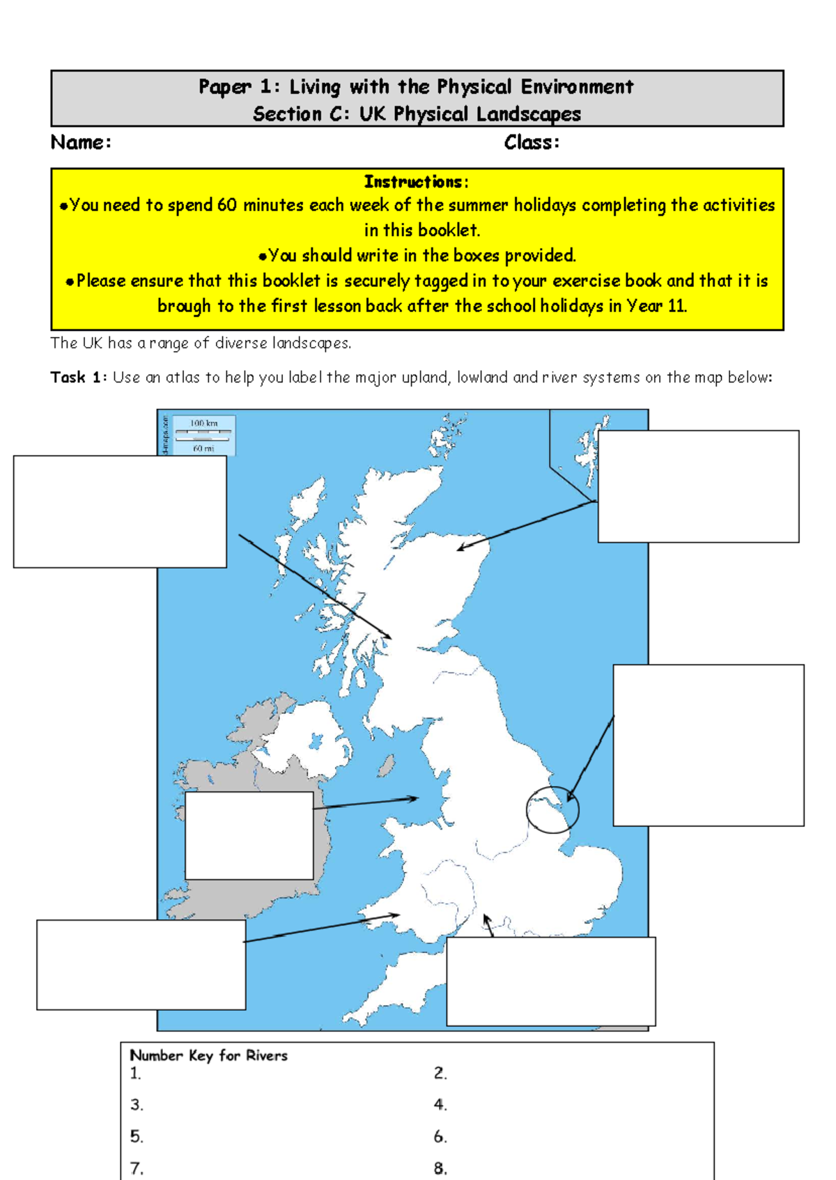 Paper 1: Rivers Booklet - UK Physical Landscapes Notes - Studocu