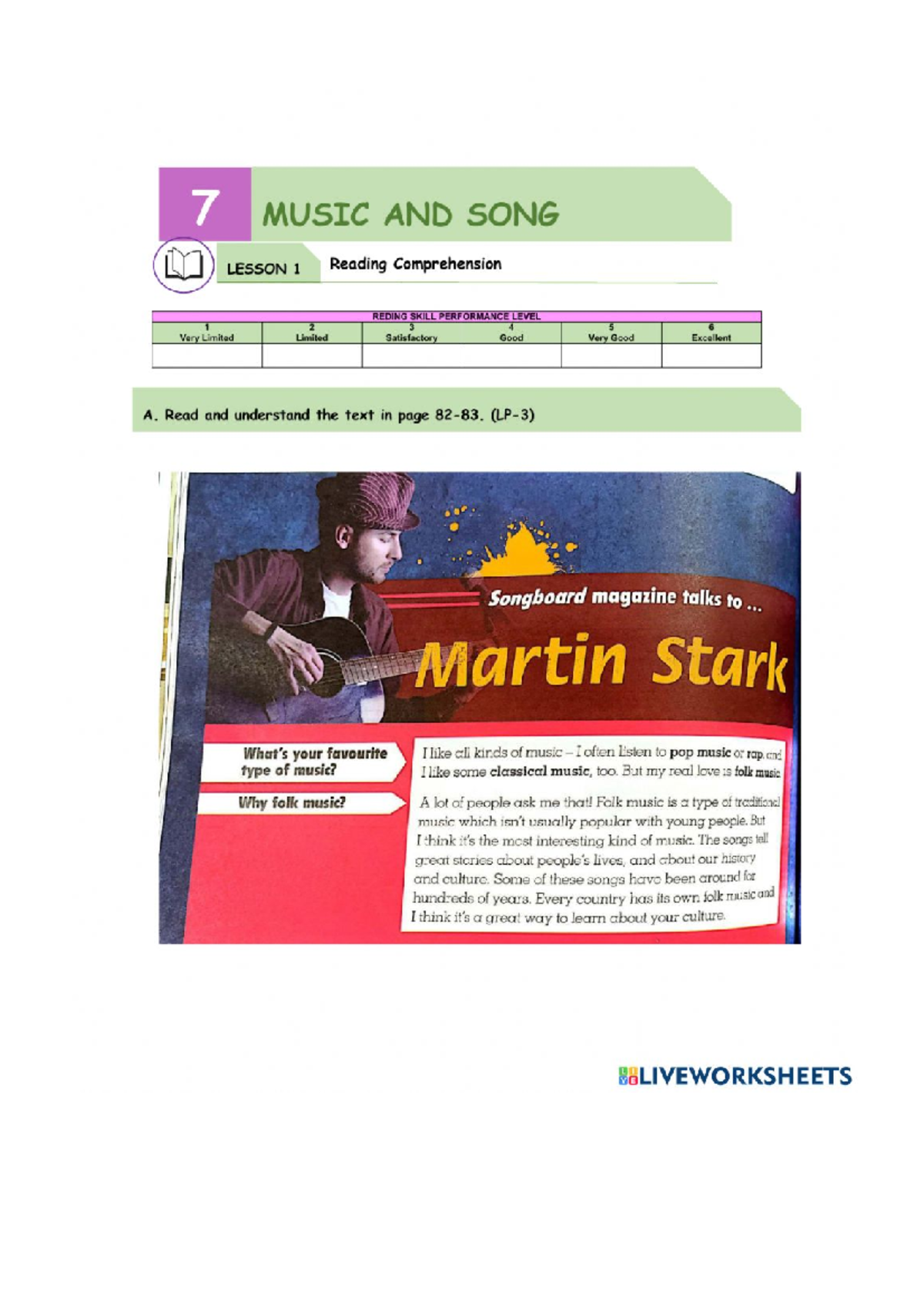 MUSIC 2041621: Lesson 1 - Reading Comprehension on Folk Music - Studocu