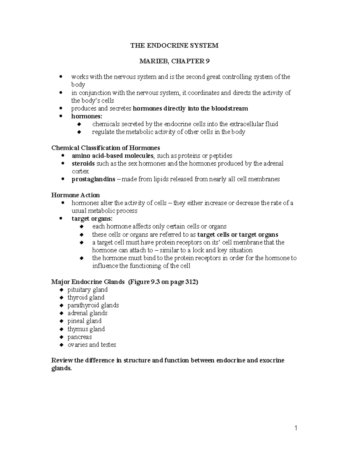 Endocrine System - THE ENDOCRINE SYSTEM MARIEB, CHAPTER 9 works with ...