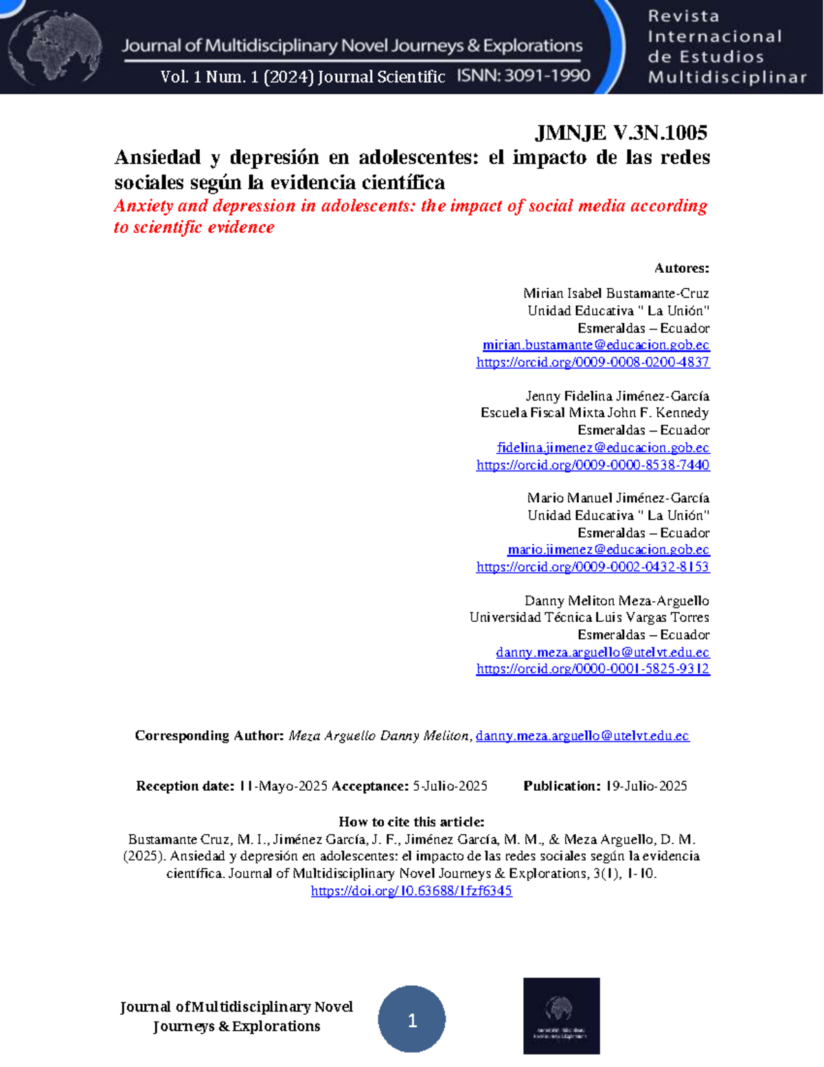 Ansiedad y Depresión en Adolescentes: Impacto de Redes Sociales (JMNJE ...