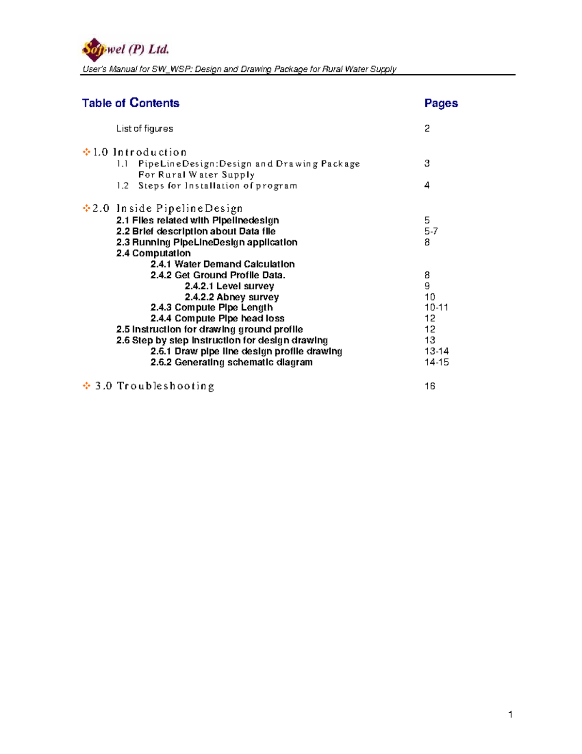 Manual for SW_WSP: Design & Drawing Package for Rural Water Supply ...