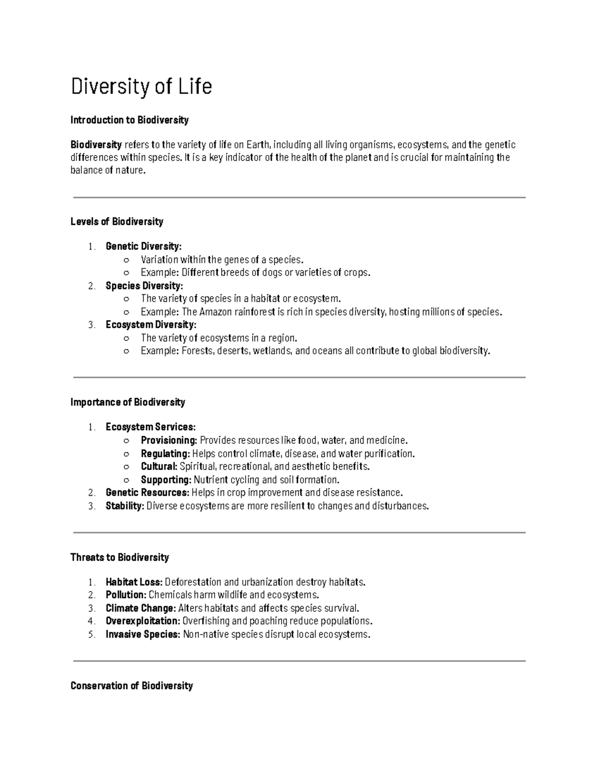 Bio Bible - Notes for all the unites - Diversity of Life Introduction ...