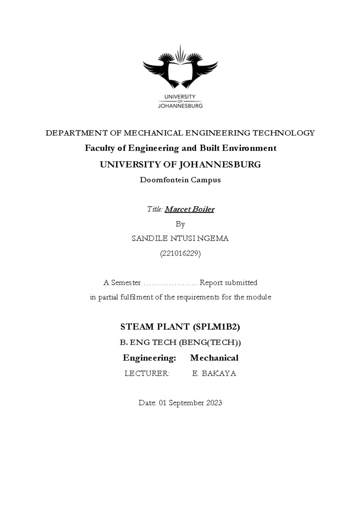 Marcet Boiler Experiment Report for SPLM1B2 - Mechanical Engineering - Studocu