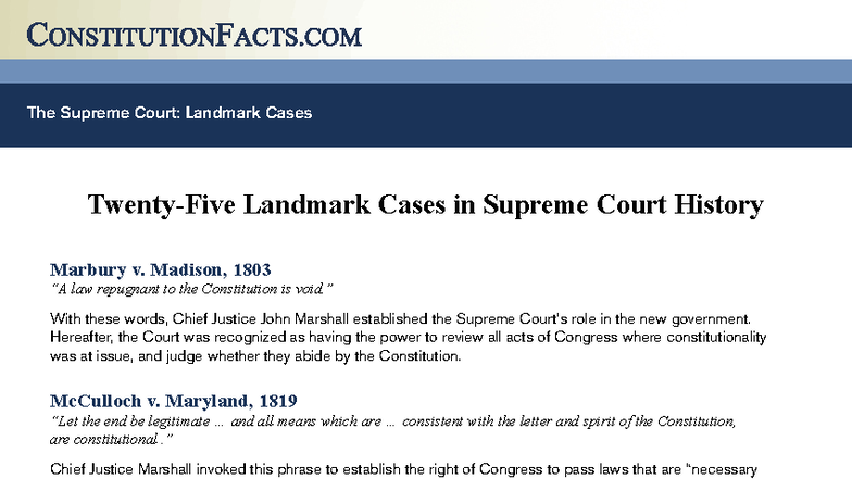 Supreme Court Landmark Cases Summary (Continued) - Studocu