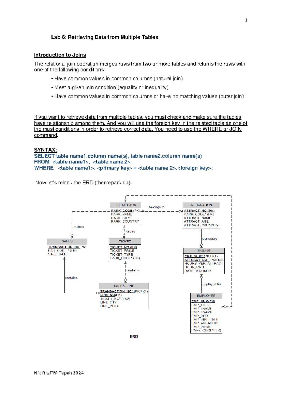 Lab 6: Join Queries in SQL - Retrieving Data from Multiple Tables - Studocu