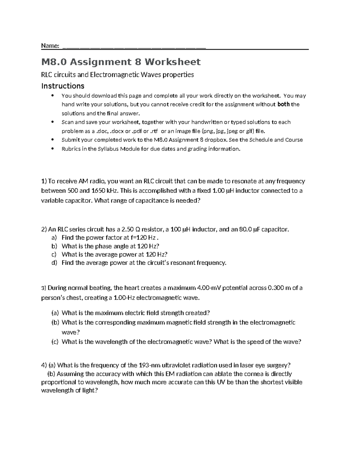 M8.0 Assignment 8 Worksheet - Name ...