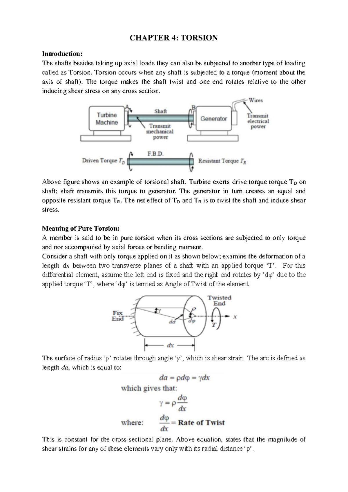 Chapter 4: Torsion - Understanding Torque in Shafts (ENG 101) - Studocu