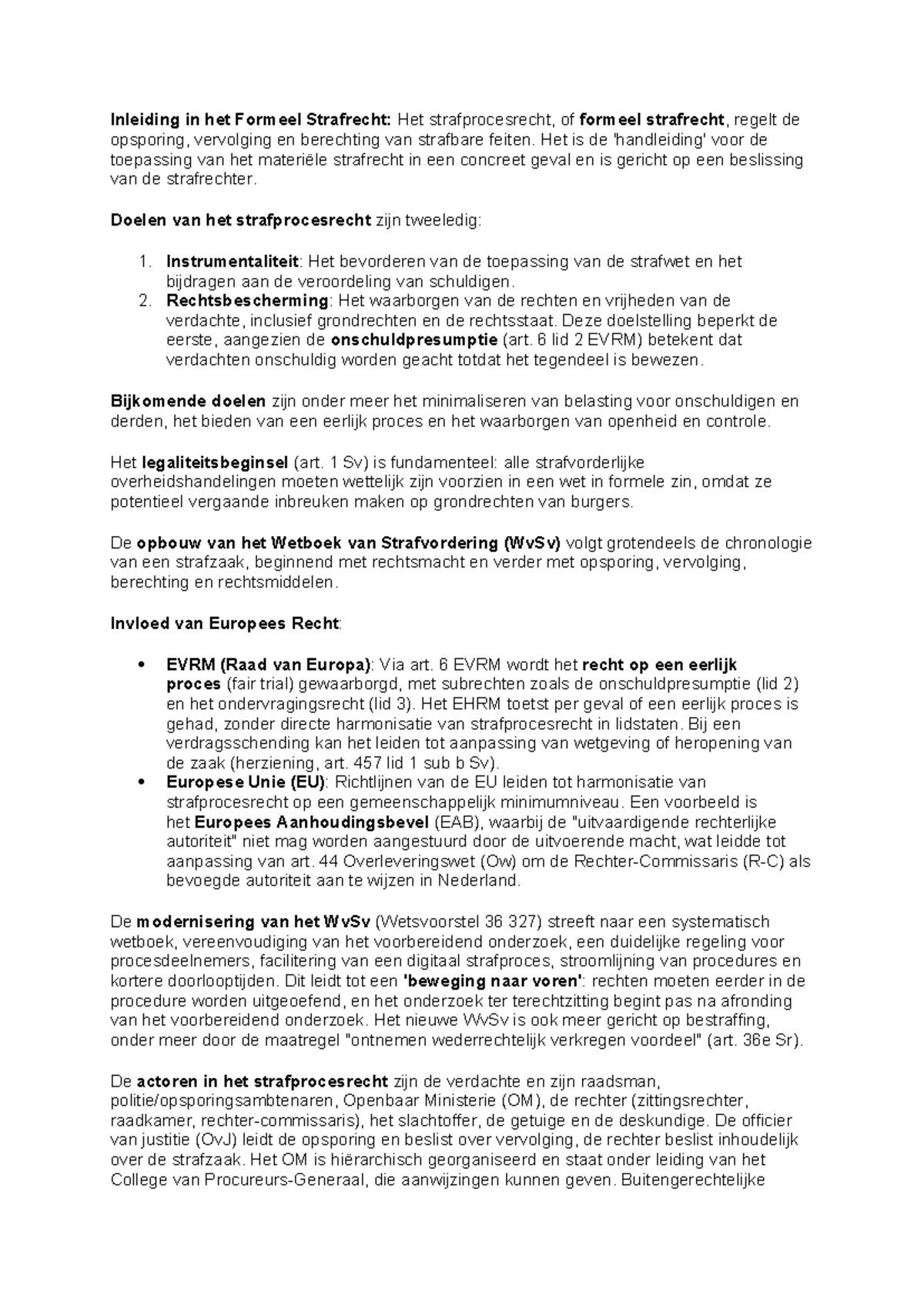 Samenvatting van het Formeel Strafrecht: Strafprocesrecht en Doelen ...