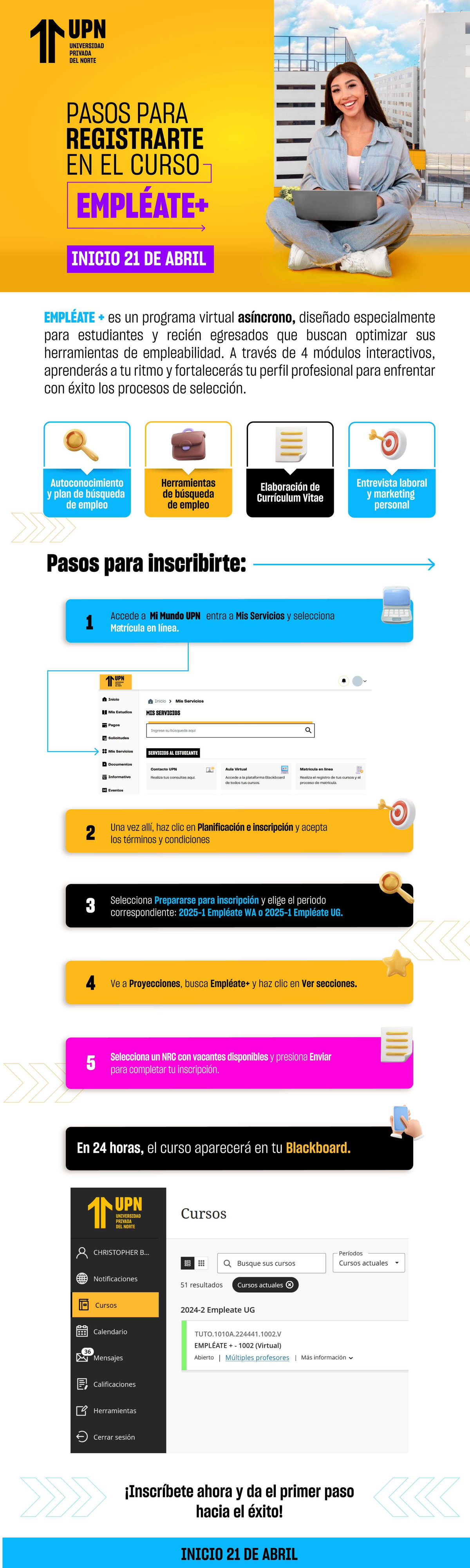UPN Empleate: Guía de Registro para el Curso 21 de Abril - Studocu