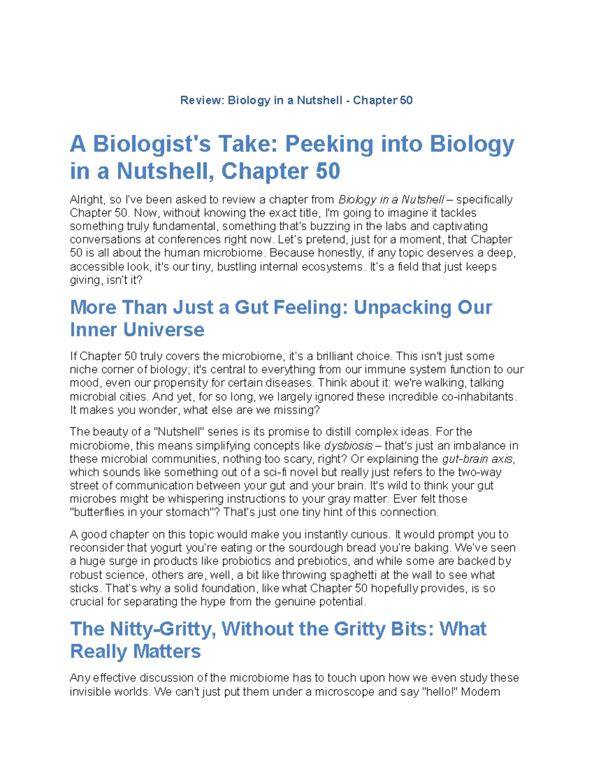 Biology for Beginners 2: Review of Chapter 50 - The Microbiome - Studocu